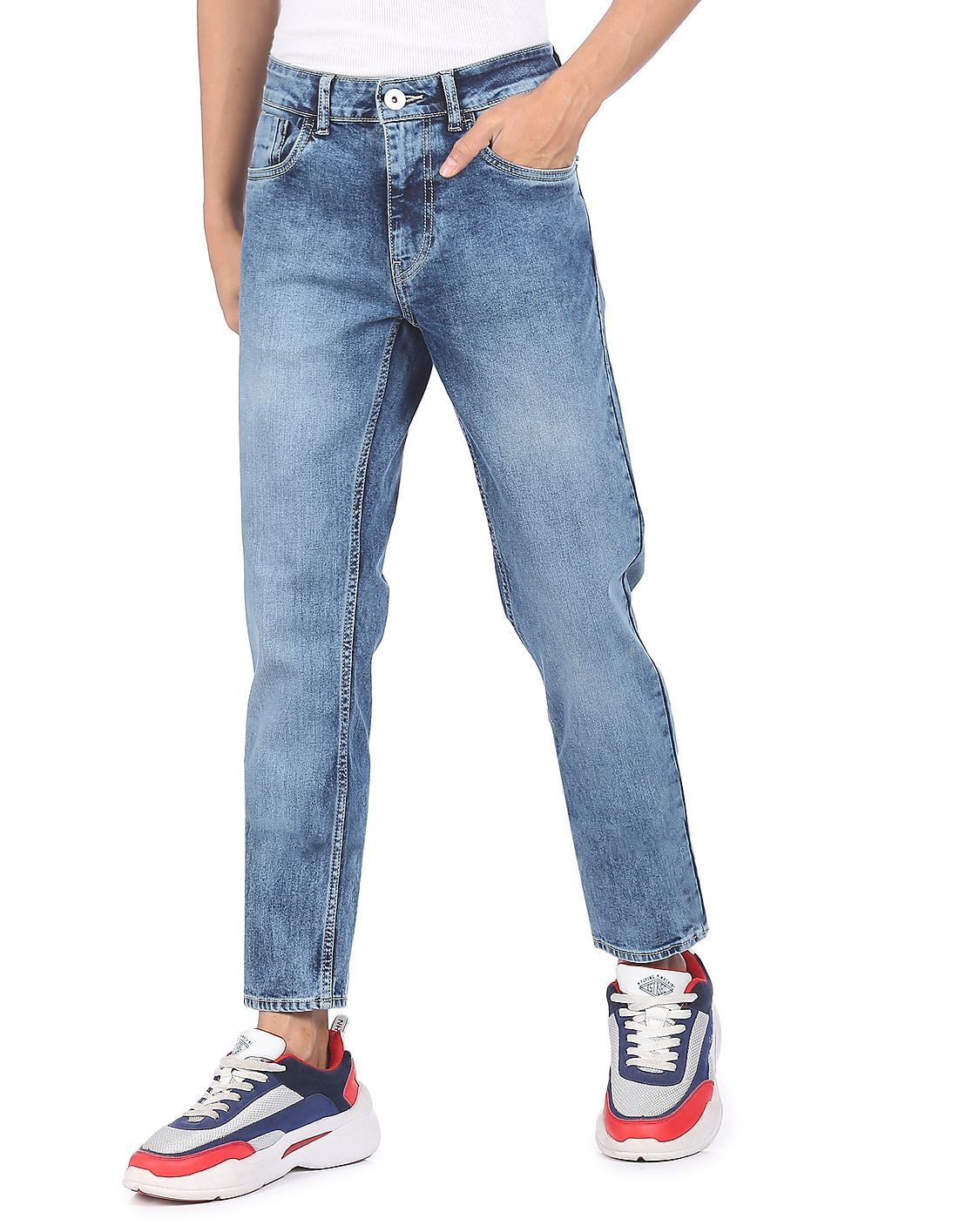 Buy Flying Machine Michael Slim Tapered Fit Acid Wash Jeans - NNNOW.com
