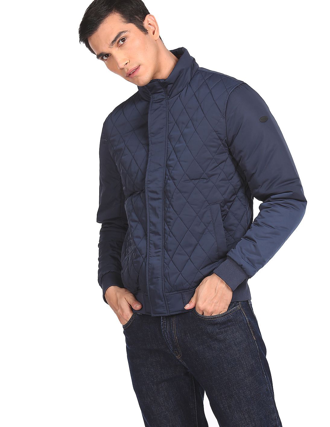 Buy U.S. Polo Assn. Men Navy High Neck Quilted Jacket - NNNOW.com