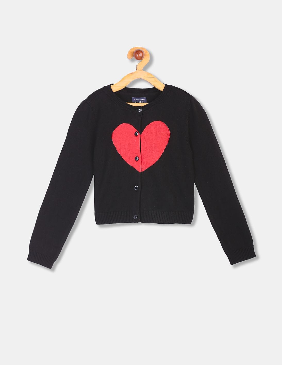 Buy The Children's Place Girls Girls Black Long Sleeve Heart Cardigan ...